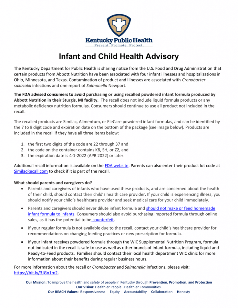Recall On WIC Formula | Montgomery County Health Department