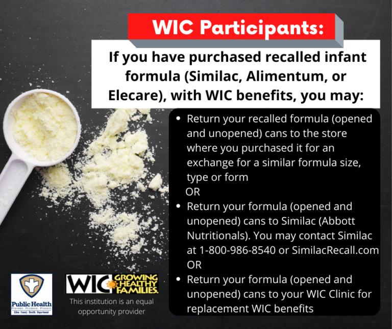 Recall On WIC Formula | Montgomery County Health Department